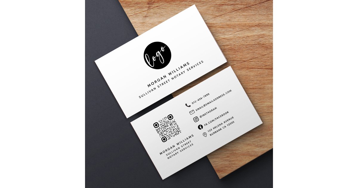 Professional Modern Minimalist Logo Qr Code Business Card | Zazzle