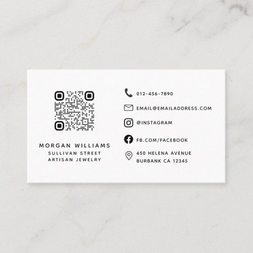Professional Modern Minimalist Logo Qr Code Business Card | Zazzle