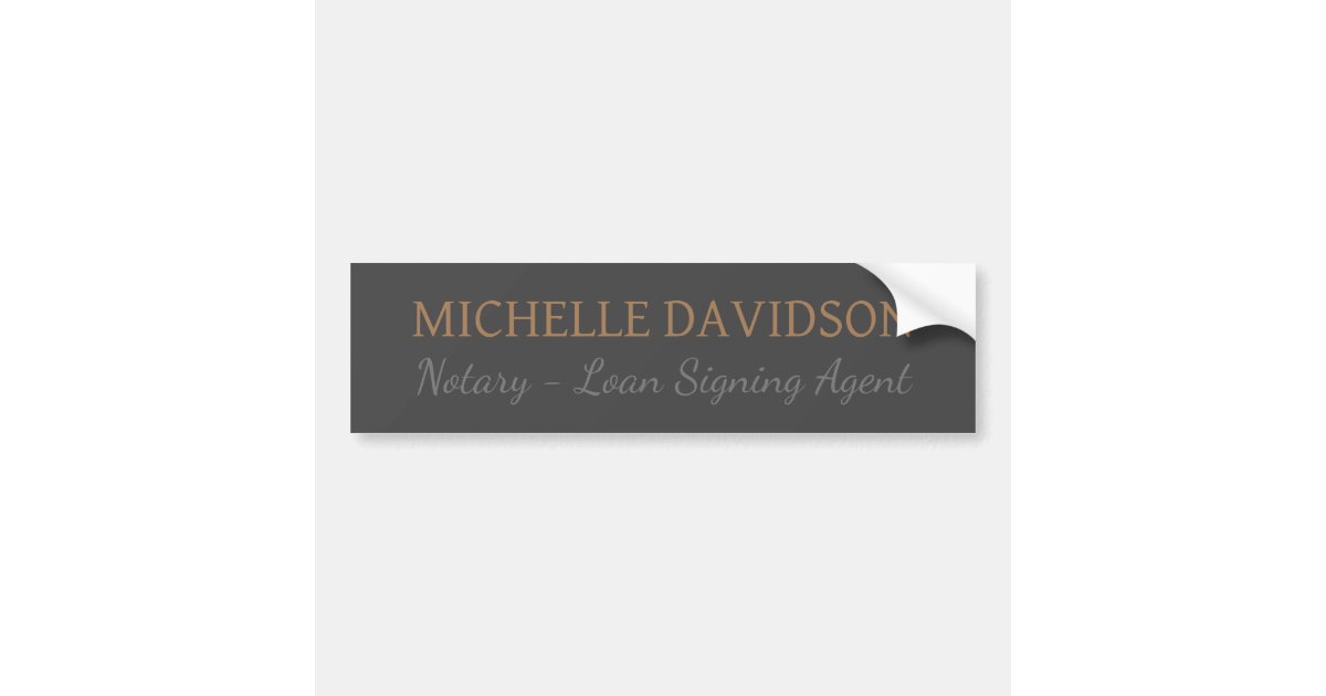 Professional Modern Minimalist Plain Notary Bumper Sticker | Zazzle