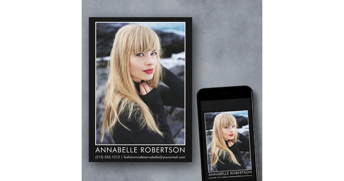 Professional Modern Model Actor Photo Card | Zazzle