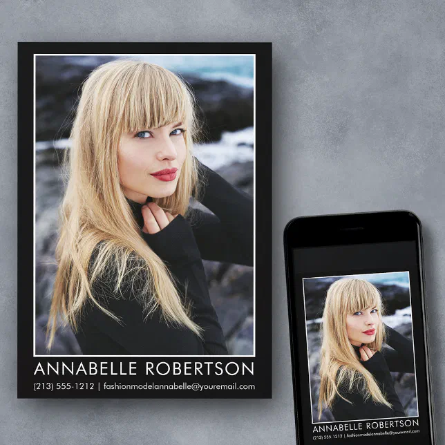 Professional Modern Model Actor Photo Card | Zazzle