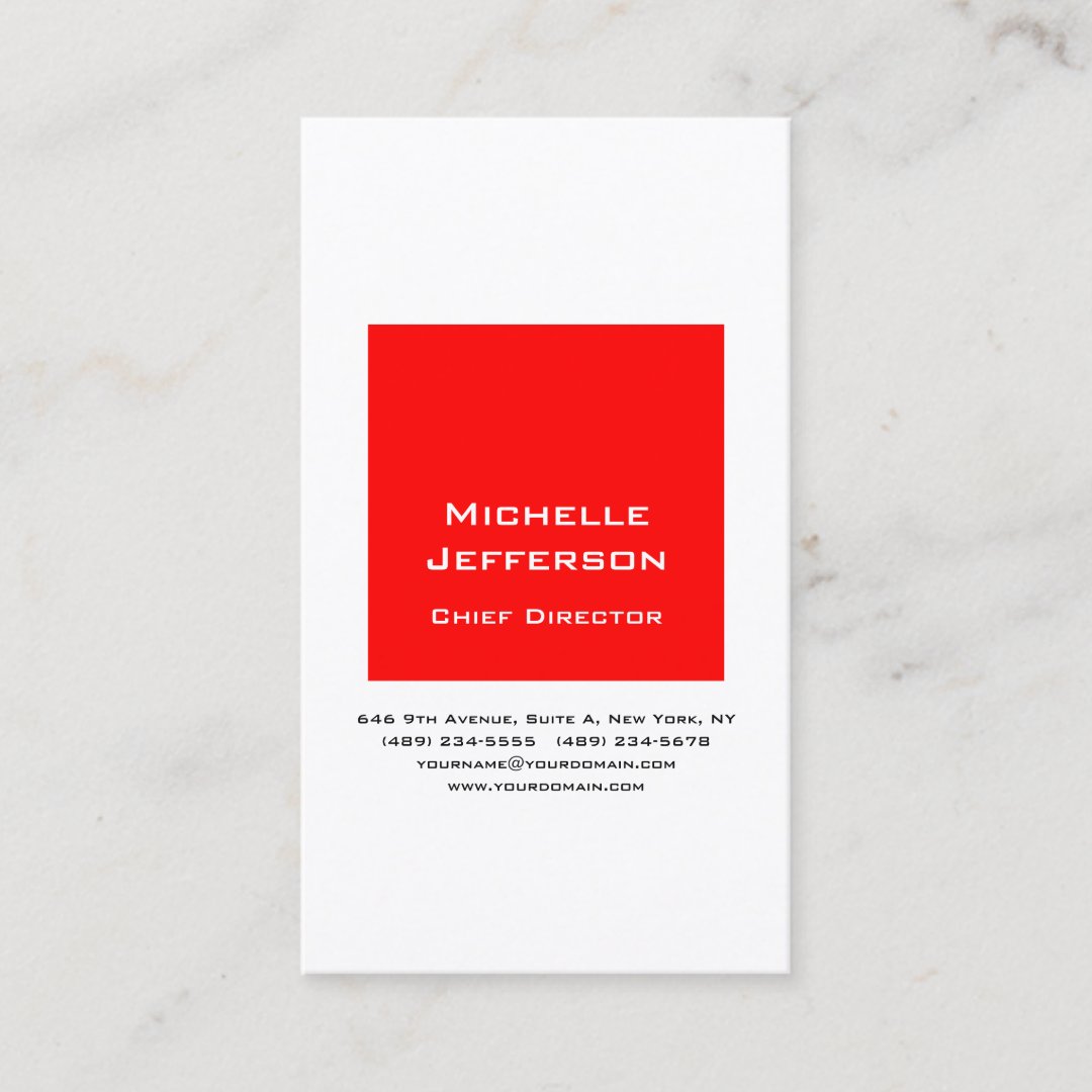 Professional Modern Red White Business Card | Zazzle