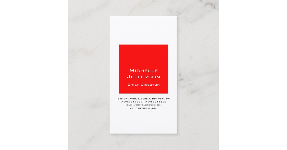 Professional Modern Red White Business Card | Zazzle