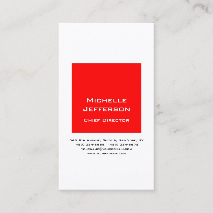 Professional Modern Red White Business Card | Zazzle