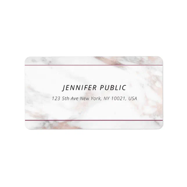 Professional Modern Rose Marble Template Address Label | Zazzle