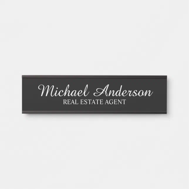 Professional Modern Script Black and White Door Sign | Zazzle