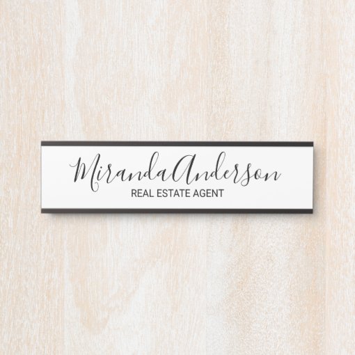 Professional Modern Script Black and White Door Sign | Zazzle