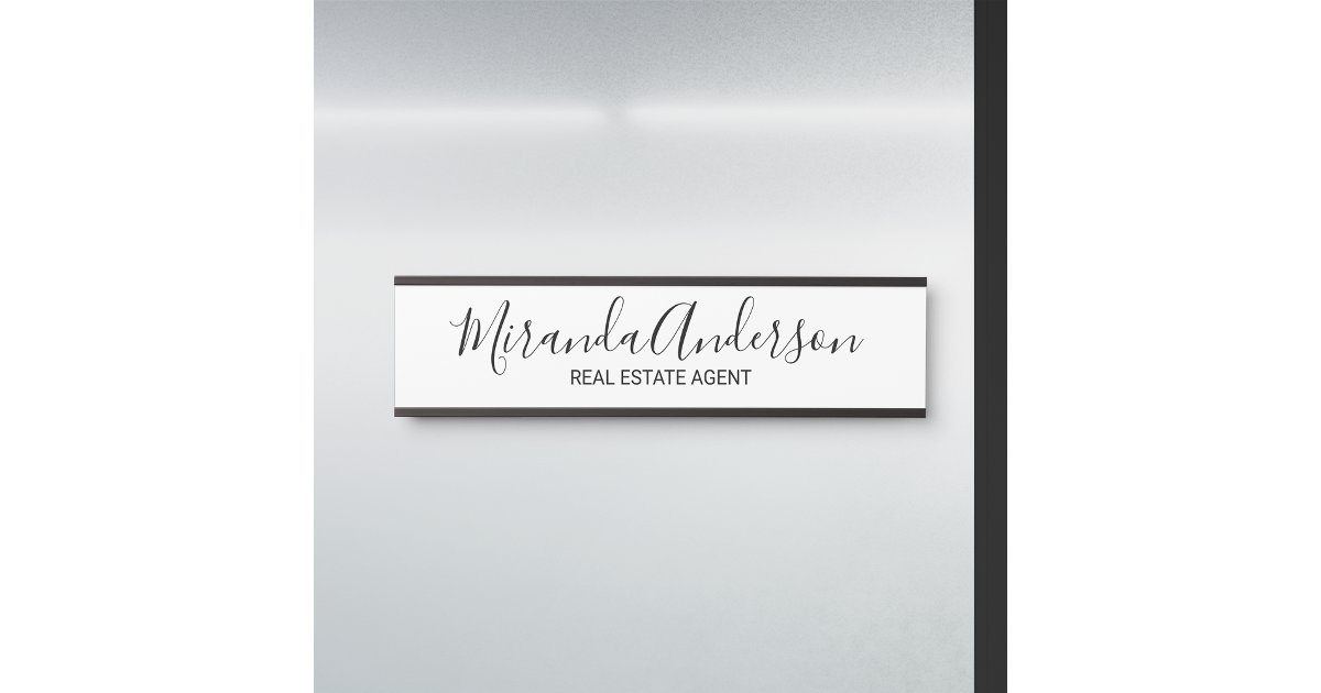 Professional Modern Script Black and White Door Sign | Zazzle
