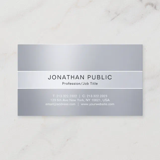 Professional Modern Silver Look Elegant Simple Business Card | Zazzle