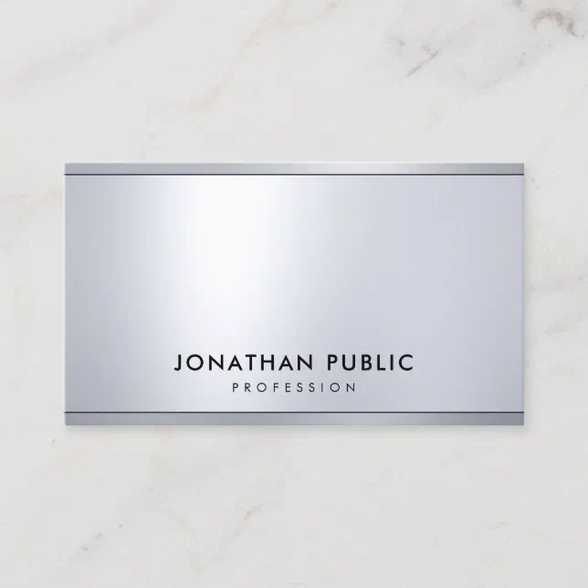 Professional Modern Silver Metallic Look Elegant Business Card | Zazzle