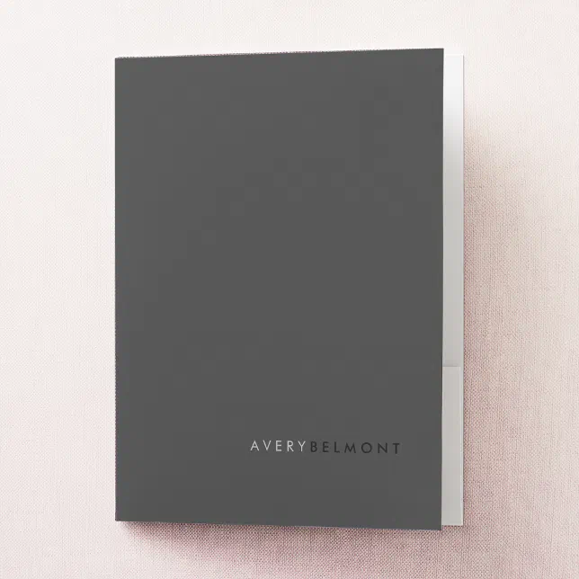 Professional Modern Simple Black Minimalist Busine Pocket Folder | Zazzle