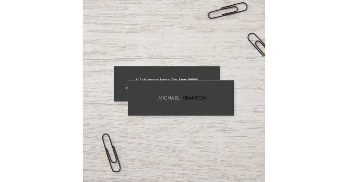 Professional Modern Simple Black Minimalist Mini Business Card | Zazzle