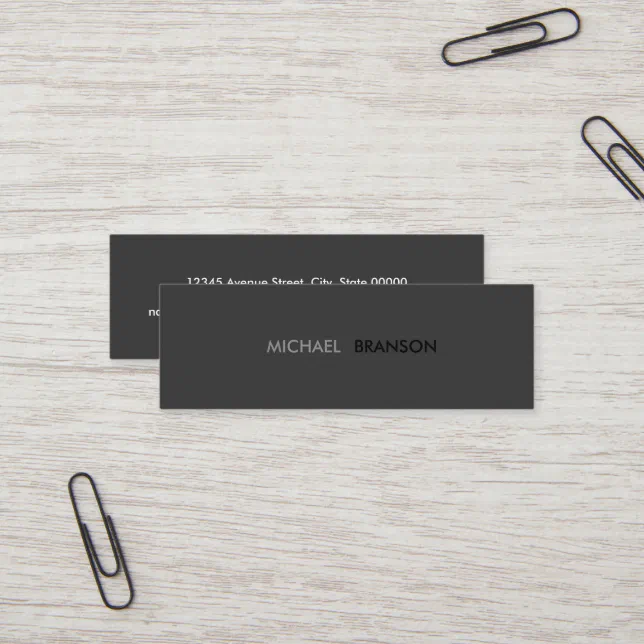 Professional Modern Simple Black Minimalist Mini Business Card | Zazzle