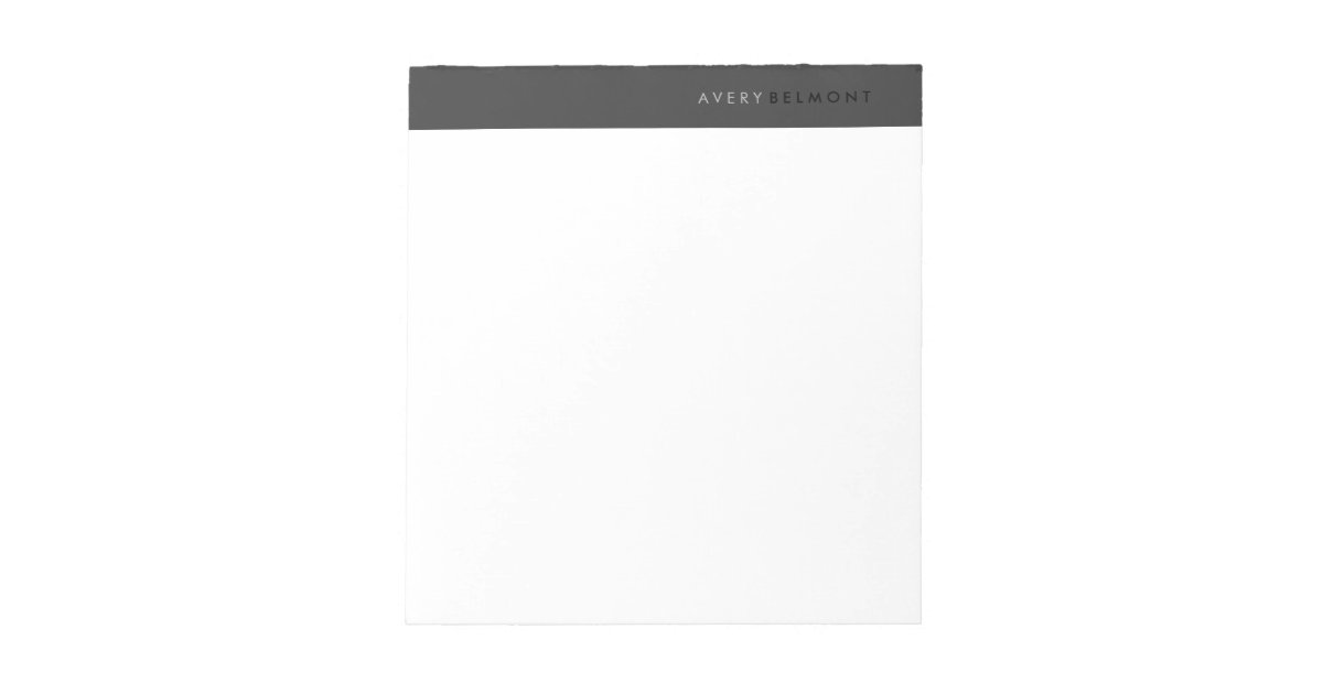 Professional Modern Simple Black Minimalist Notepad | Zazzle