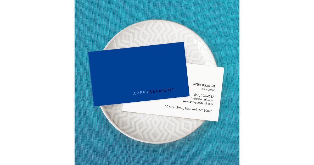 Professional Modern Simple Blue Minimalist Business Card | Zazzle