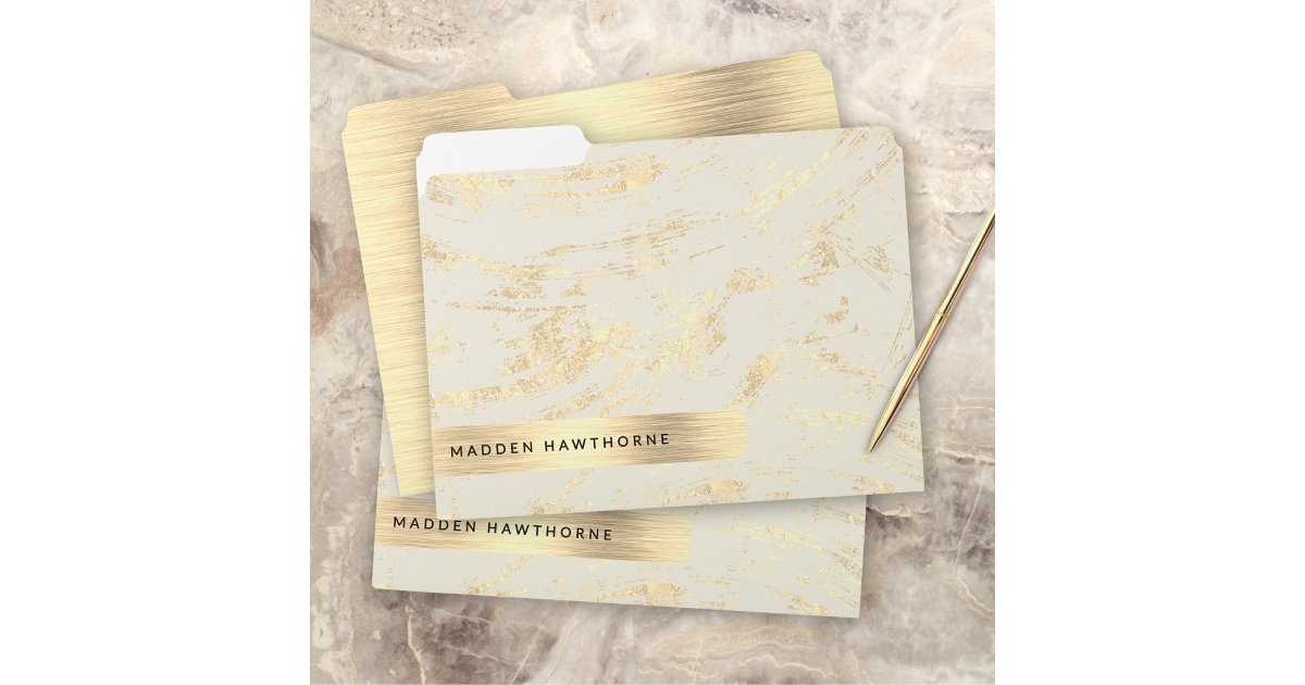 Professional Modern Simple Gold Brushed Metal Foil File Folder | Zazzle