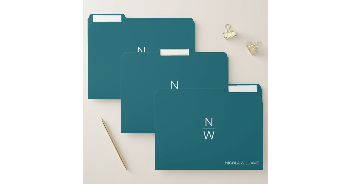 Professional Modern Simple Minimalist Dark Teal File Folder | Zazzle