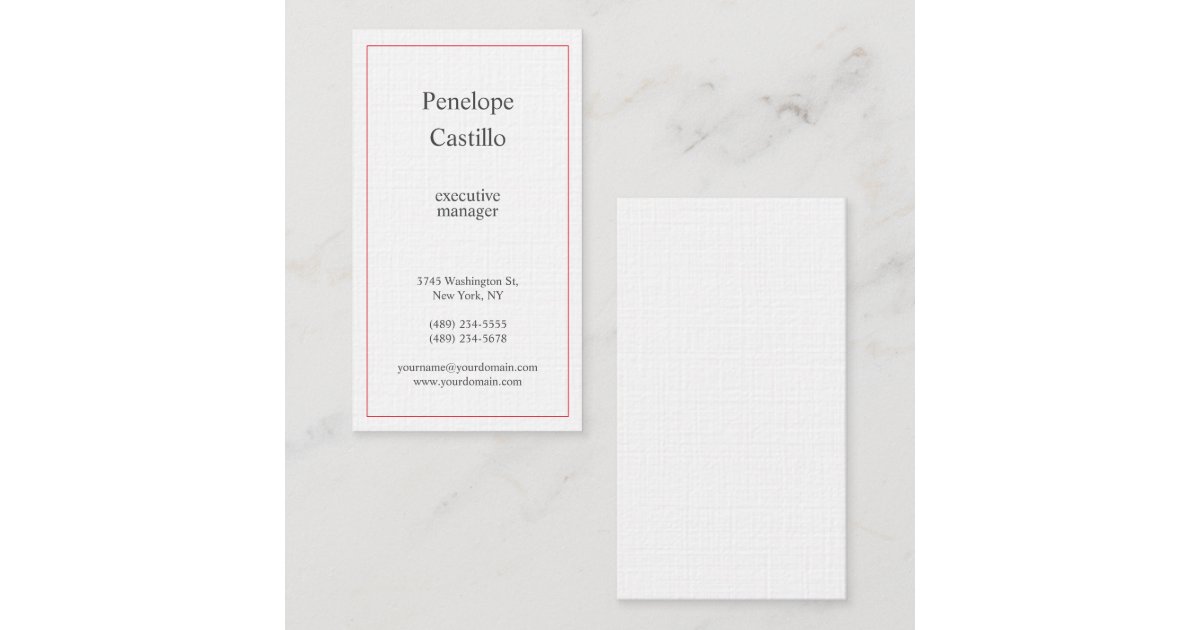 Professional Modern Simple Minimalist Red White Business Card | Zazzle