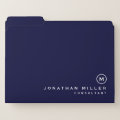 Professional Modern Simple Navy Minimal Monogram File Folder | Zazzle