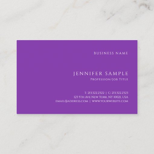 Professional Modern Template Elegant Purple Color Business Card | Zazzle