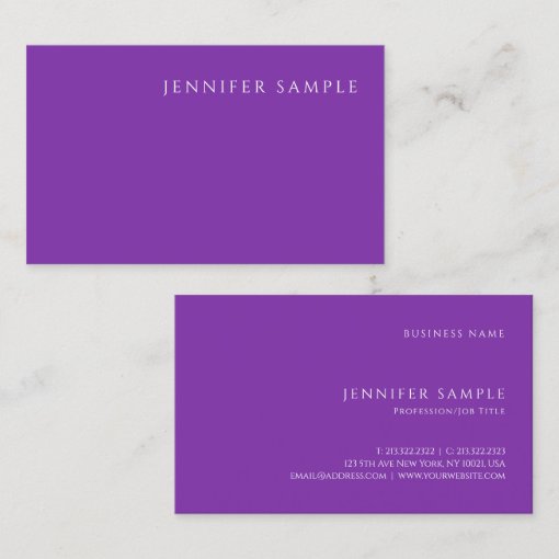 Professional Modern Template Elegant Purple Color Business Card | Zazzle