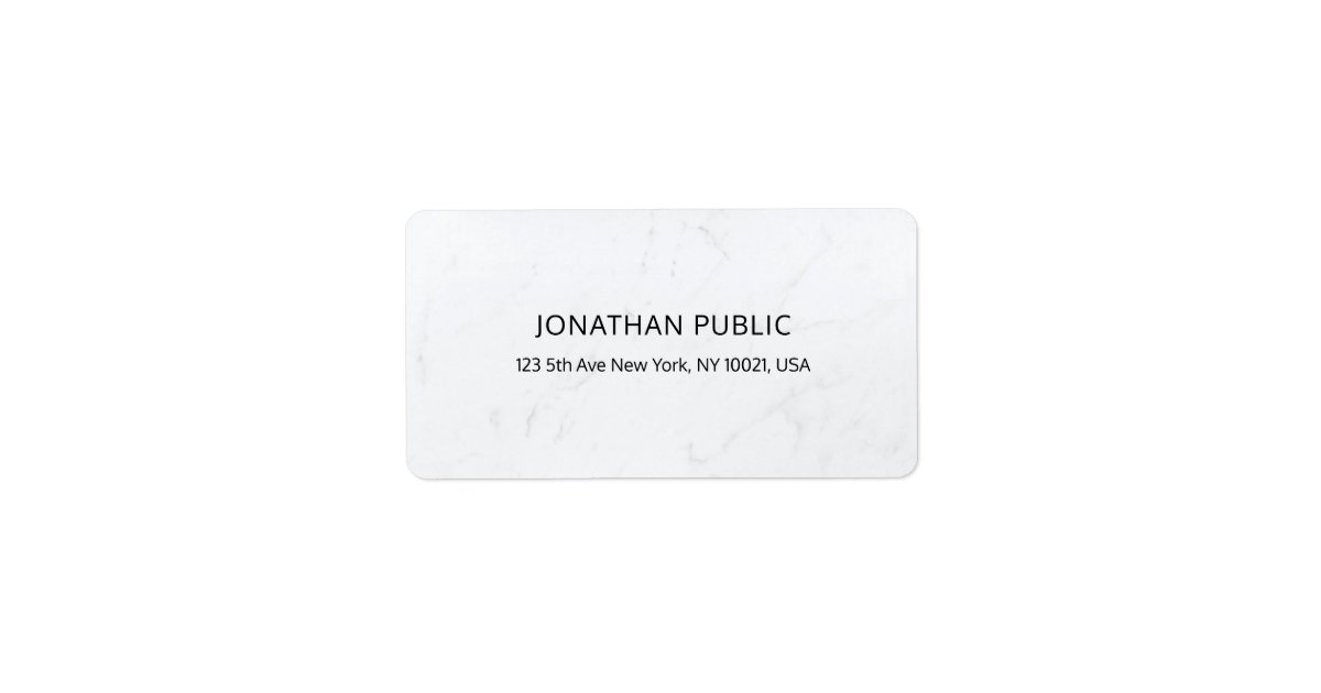 Professional Modern White Marble Smart Template Label | Zazzle