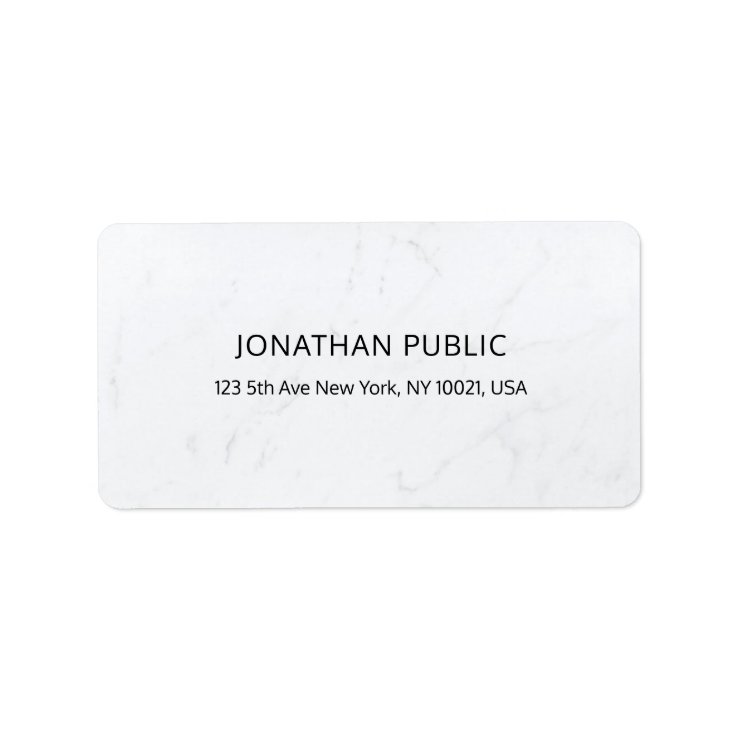 Professional Modern White Marble Smart Template Label | Zazzle