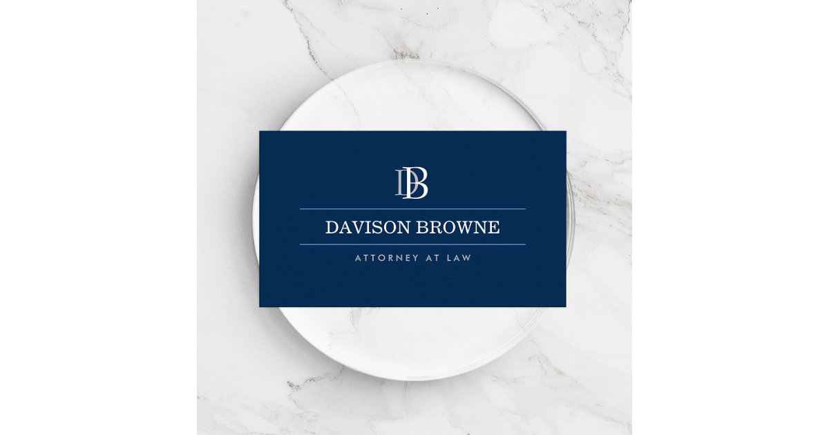 Professional Monogram Attorney, Lawyer Blue Business Card | Zazzle