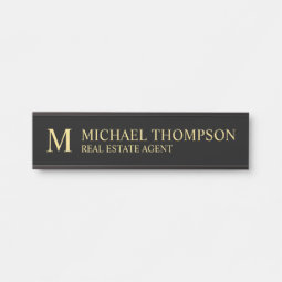Professional Monogram Black and Gold Door Sign | Zazzle