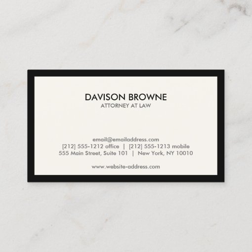 Professional Monogram Black and Ivory Business Card | Zazzle