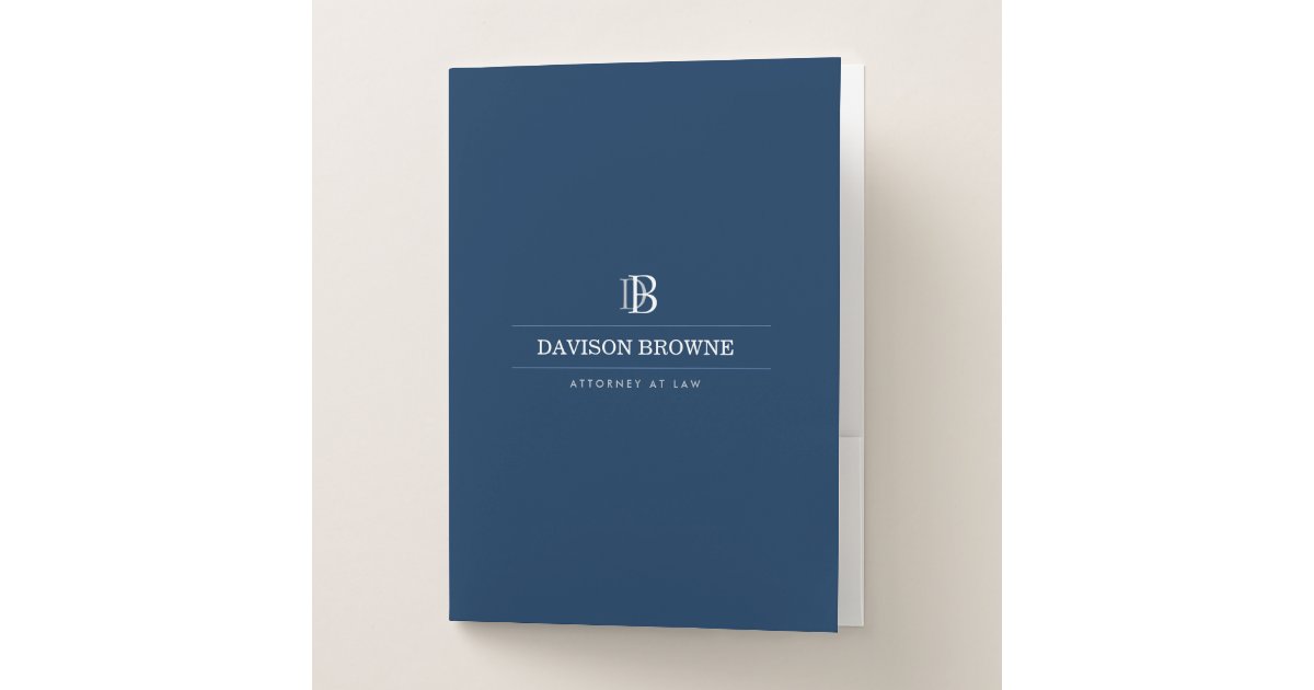 Professional Monogram Blue Pocket Folder | Zazzle
