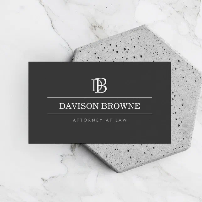 Professional Monogram Dark Gray Business Card | Zazzle