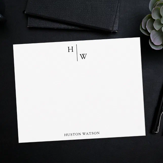 Professional Monogram Personalized With Name Note Card | Zazzle