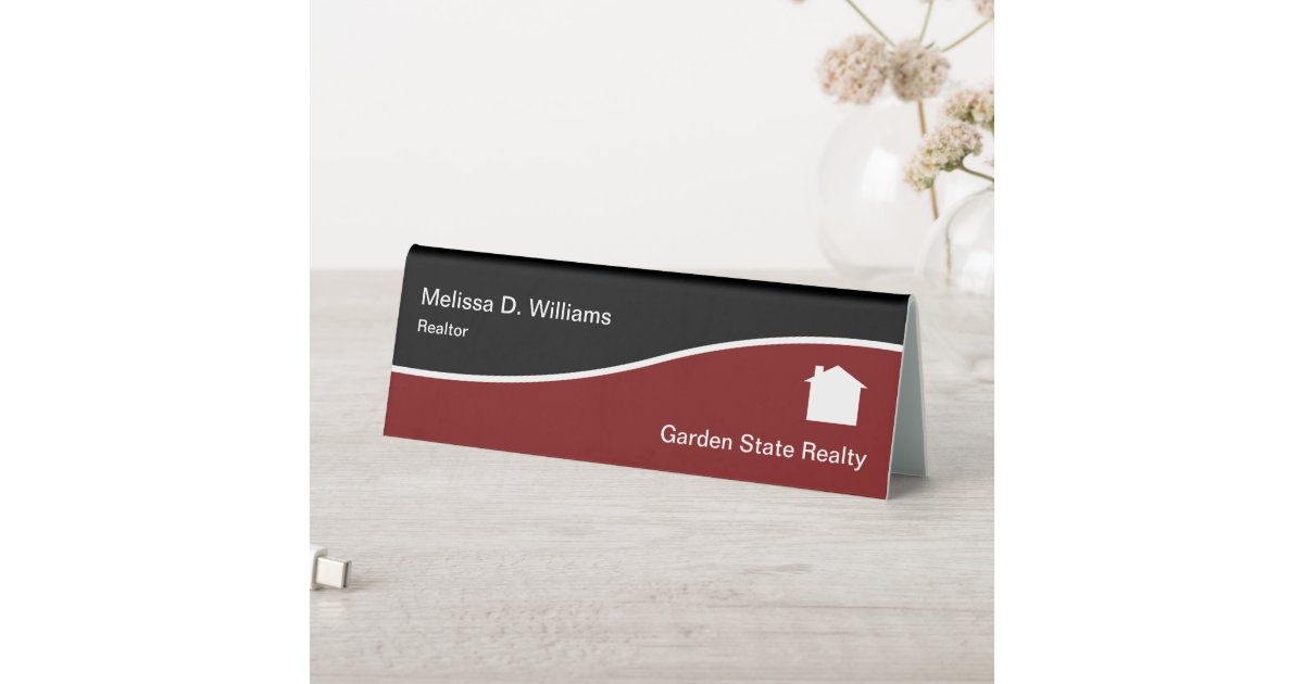Professional Monogram Realtor Desk Name Table Tent Sign | Zazzle