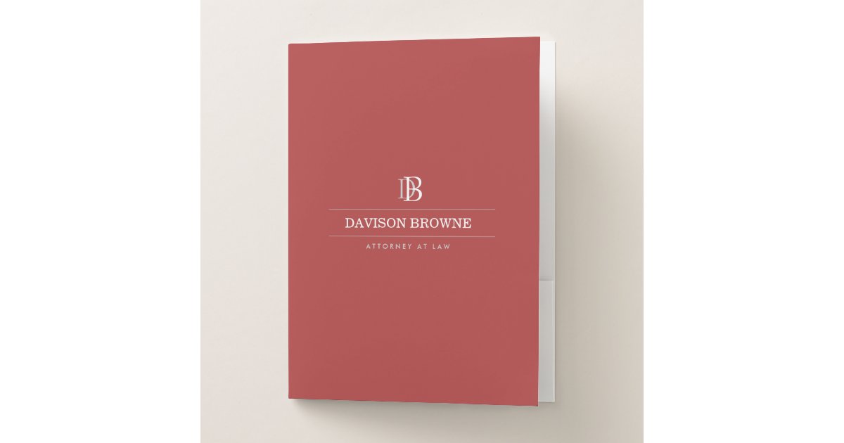 Professional Monogram Red Pocket Folder | Zazzle