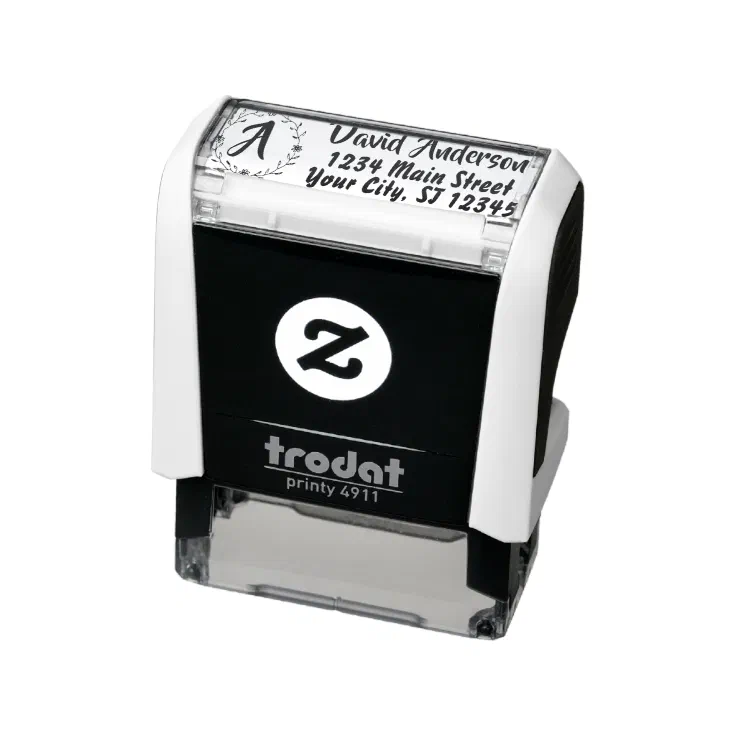 Professional Monogram Return Address Self-inking Stamp | Zazzle