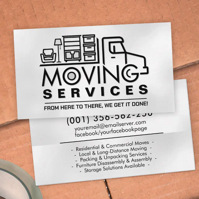 Professional Moving Services - Relocation Business Card | Zazzle