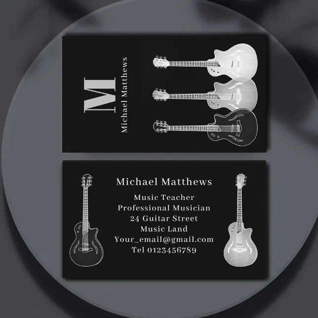 Professional Musician Guitar Music Teacher Business Card | Zazzle