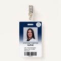 Professional navy blue ombre nurse photo logo code badge | Zazzle