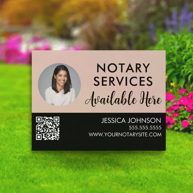 Professional Notary Available Minimal Photo QR Sign | Zazzle