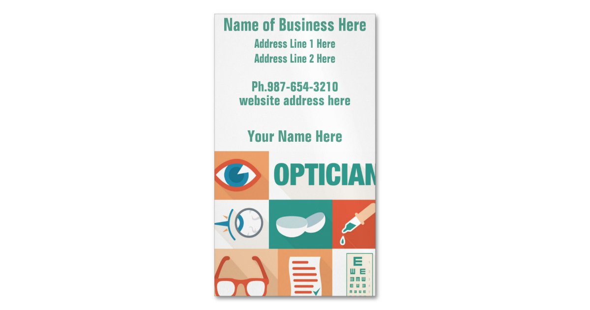 Professional Optician Iconic Design Magnetic Business Card | Zazzle