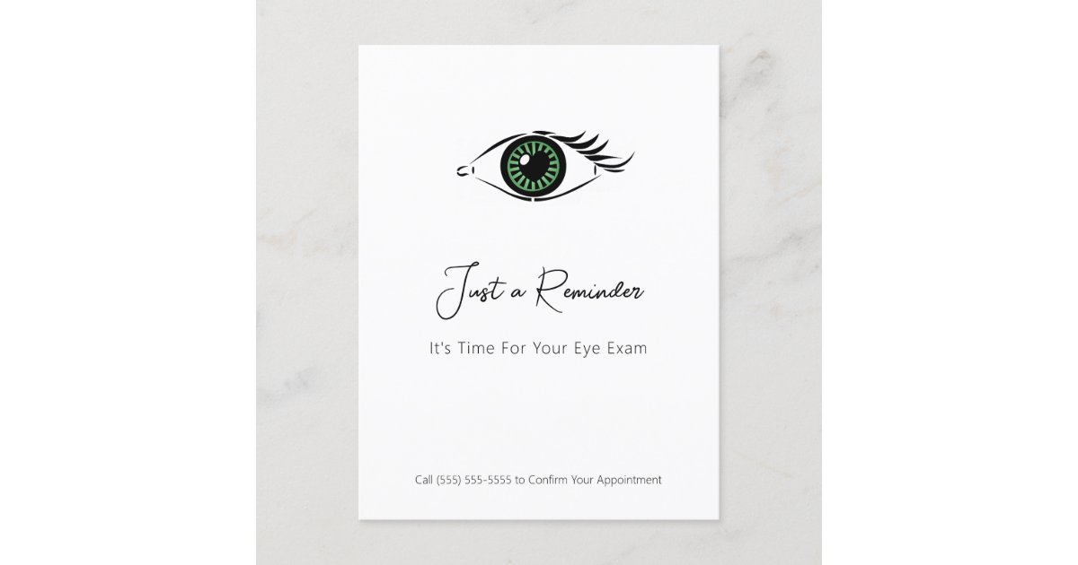 Professional Optometrist Green Heart Eye Reminder Postcard | Zazzle