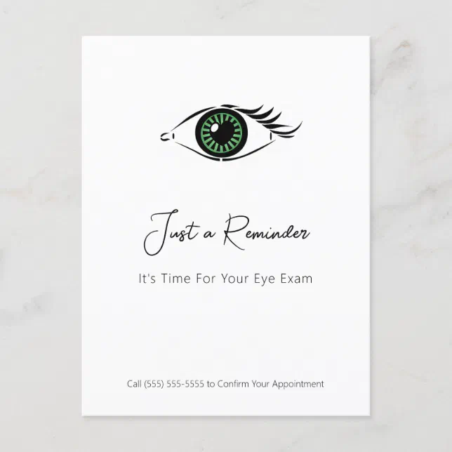 Professional Optometrist Green Heart Eye Reminder Postcard | Zazzle