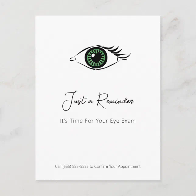 Professional Optometrist Green Heart Eye Reminder Postcard | Zazzle