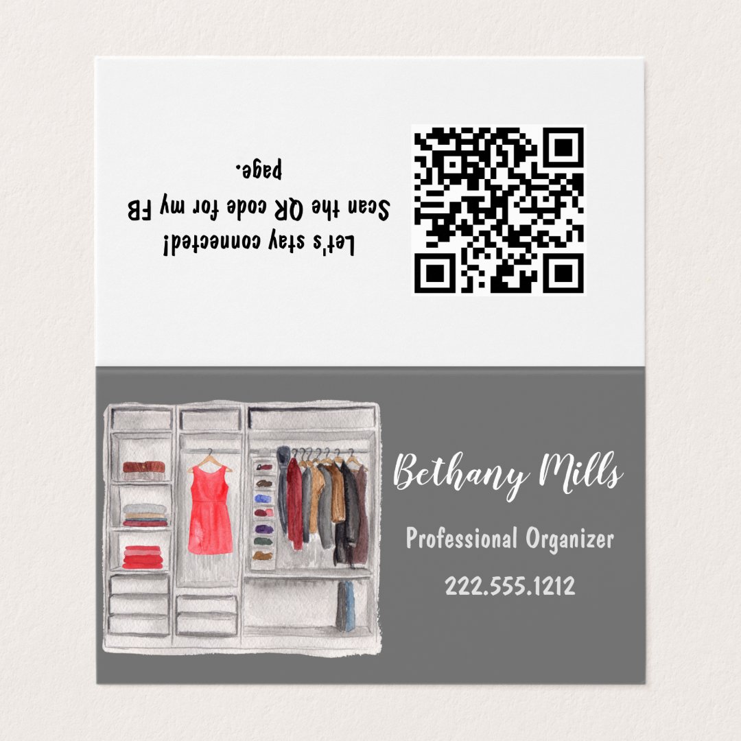 Professional Organizer Custom QR Code Tent Style Business Card | Zazzle