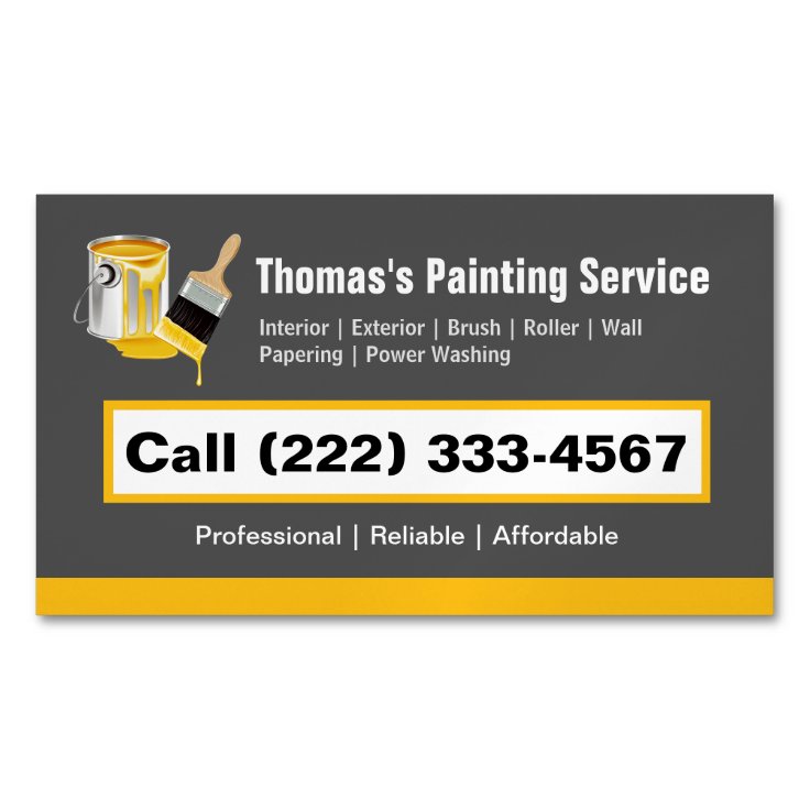 Professional Painting Service Painter Paint Brush Business Card Magnet ...