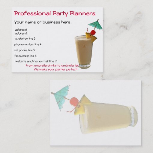 Professional Party Planner Business Card | Zazzle