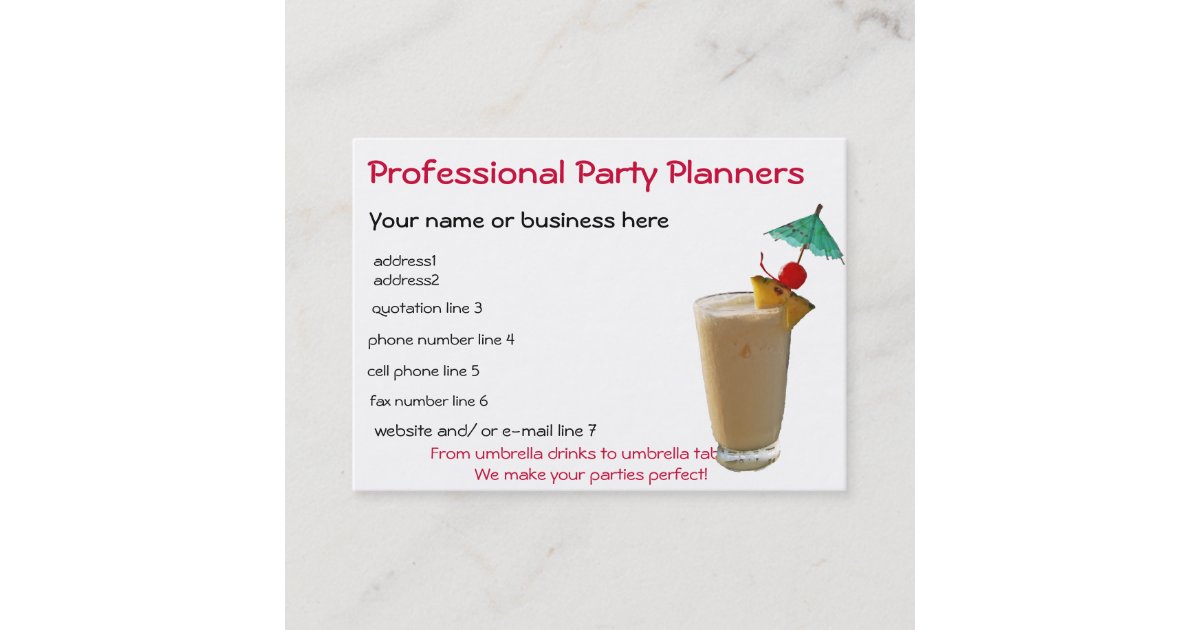 Professional Party Planner Business Card | Zazzle