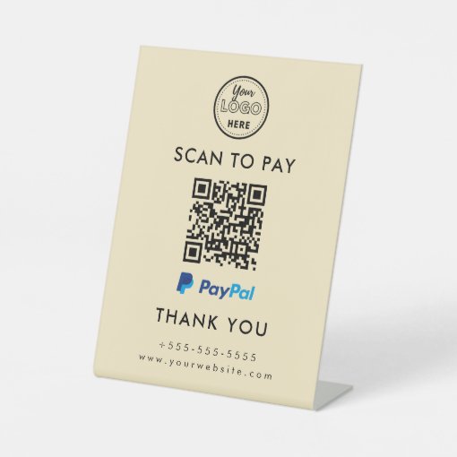 Professional Paypal QR Code Scan to Pay Logo Pedestal Sign | Zazzle