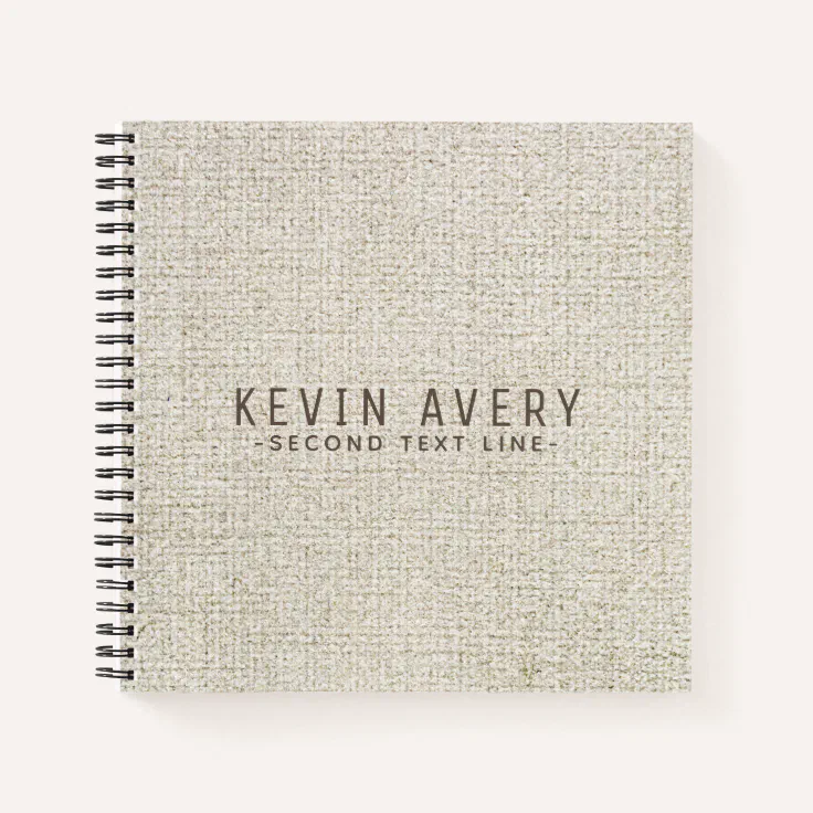 Professional Personalized Beige Linen Texture Notebook | Zazzle
